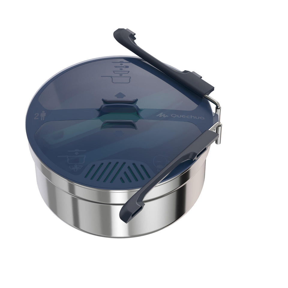 Quechua MH100 1.6 L Stainless Steel 2-Person Camping Cookset | Decathlon