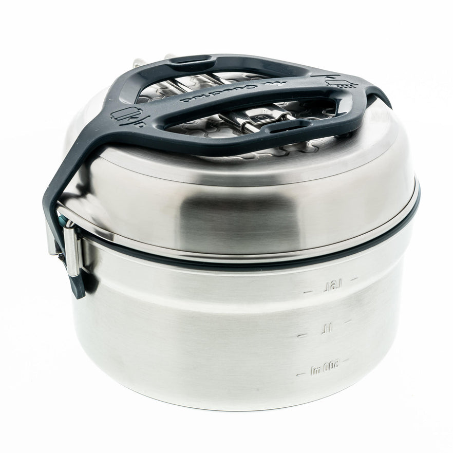 Quechua Non-Stick Stainless Steel 2-Person 14-Piece Camp Cookset 2.1 L ...