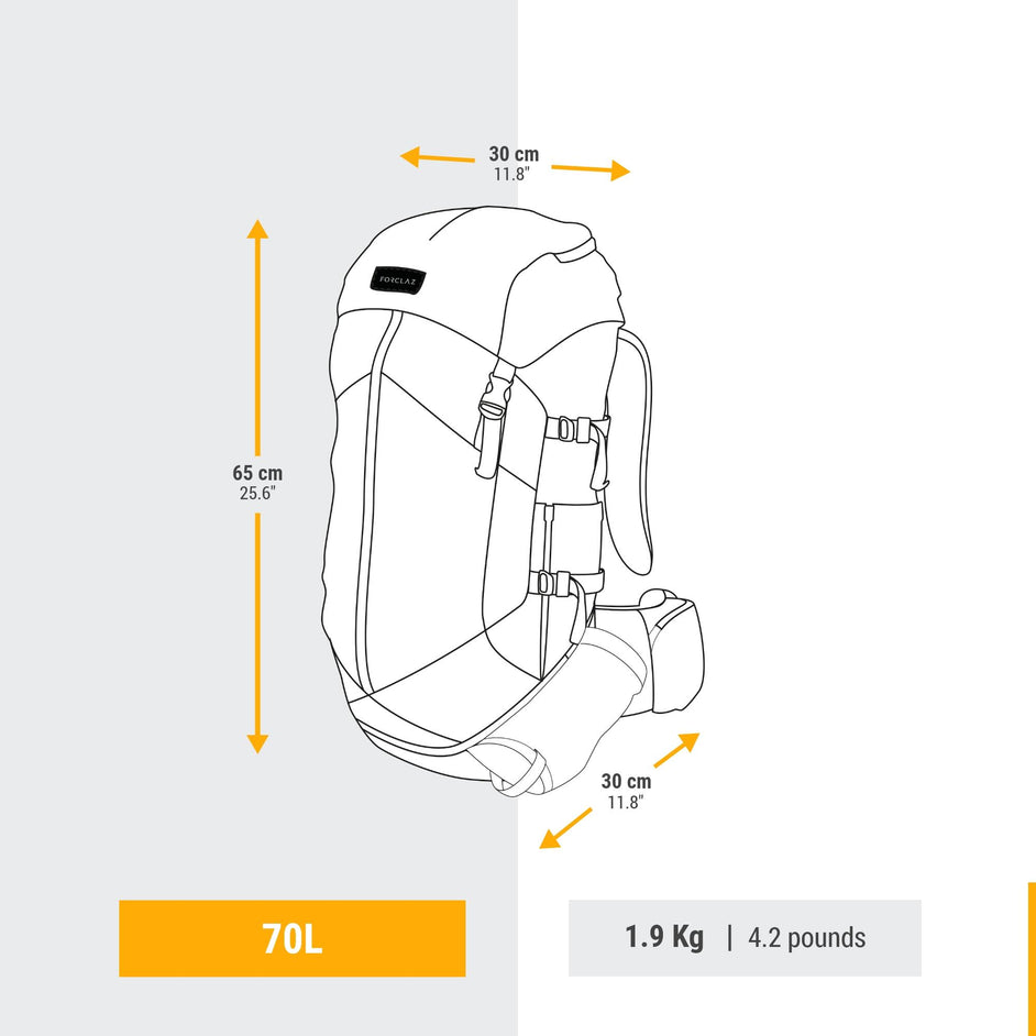 Forclaz Men's MT100 Easyfit 70 L Backpacking Pack | Decathlon
